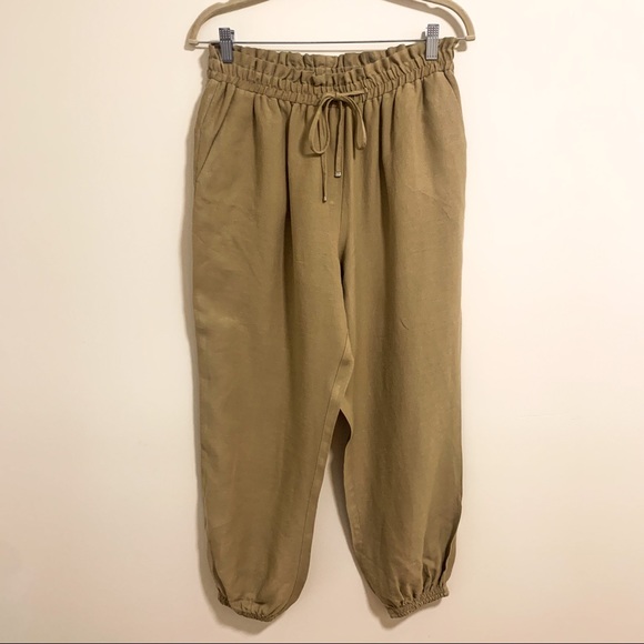 Zara | Pants & Jumpsuits | Zara Tan Paper Bag Style Linen Blend ...